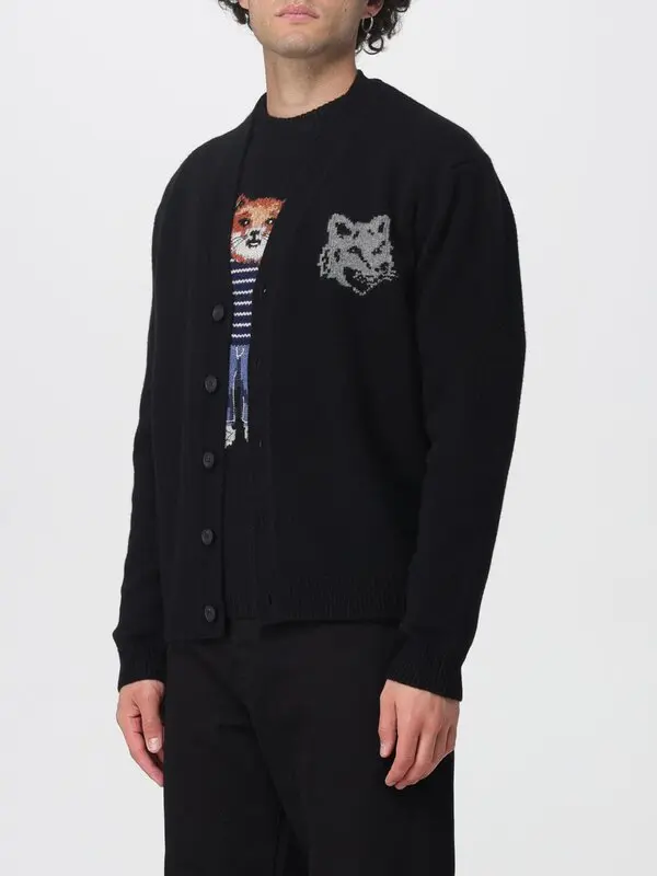 Maison Kitsuné Embroidered Cardigan - Black