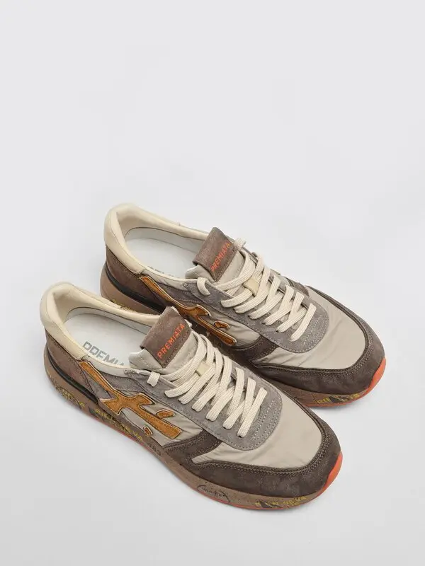 Premiata Mick Suede And Nylon Low Top Sneakers - Brown