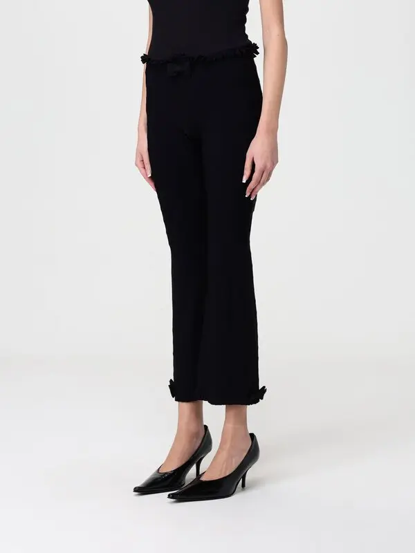 Balenciaga Cropped Flare Pants With Ruffle Detail