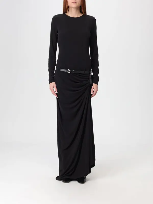 Coperni Long Sleeve Draped Maxi Dress - Black