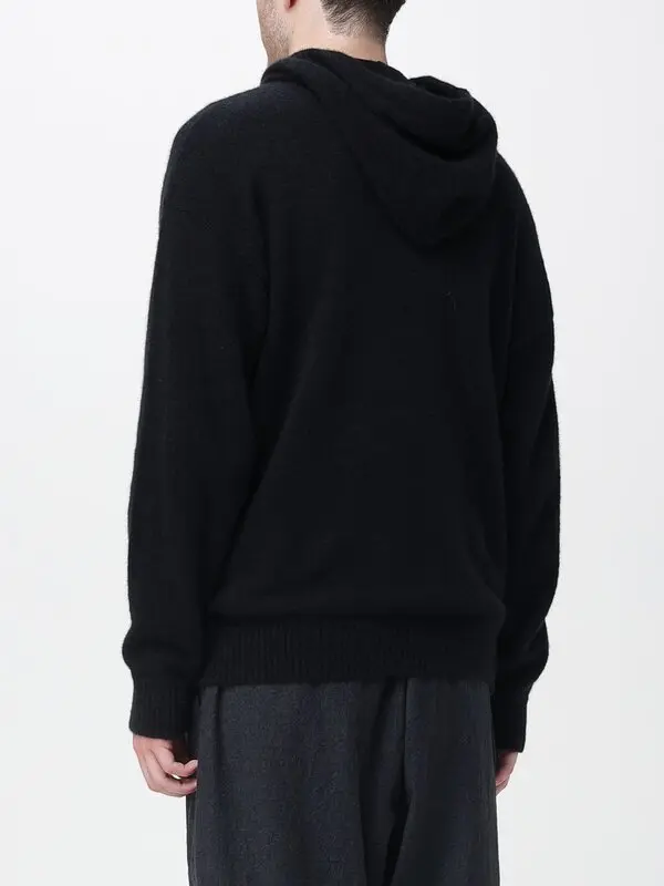 LANEUS Ribbed Knit Hoodie With Drawstring