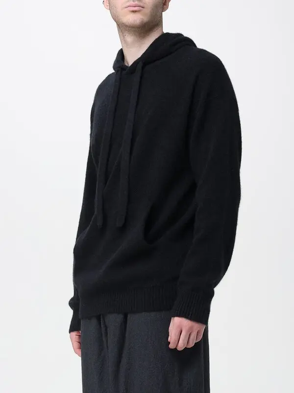 LANEUS Ribbed Knit Hoodie With Drawstring