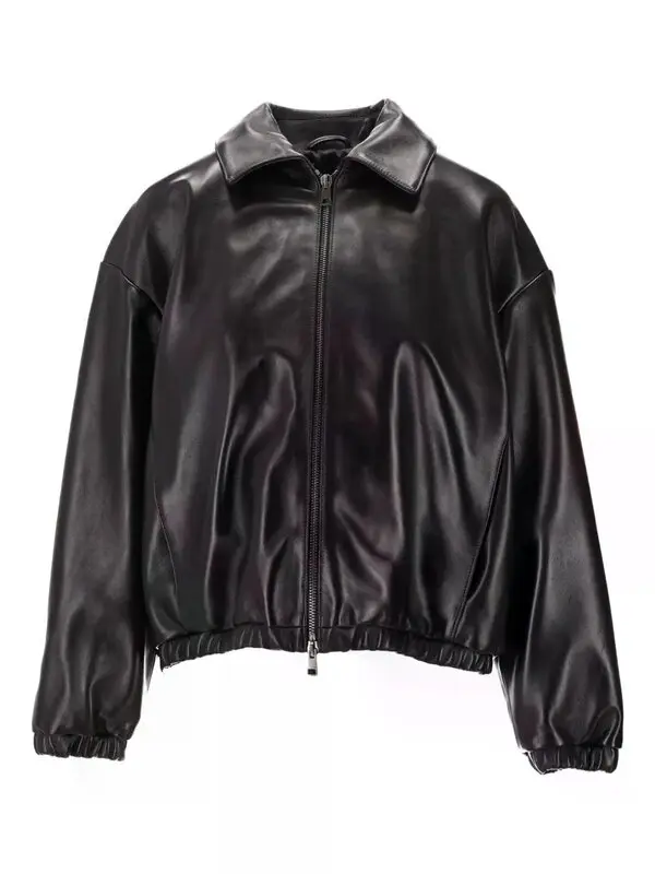 LA ROSE Nappa Leather Zip Jacket - Black