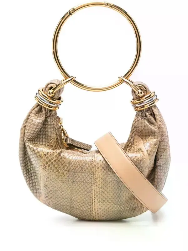 Chloé Embellished Watersnake Shoulder Bag - Neutrals