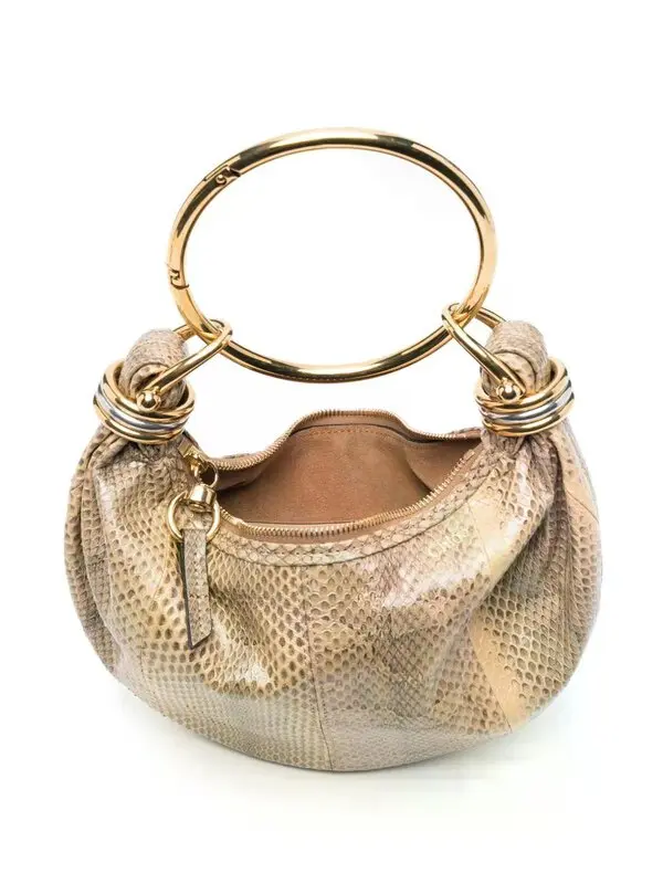 Chloé Embellished Watersnake Shoulder Bag - Neutrals