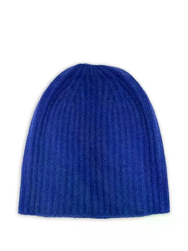 LA ROSE Ribbed Beanie Hat - Blue
