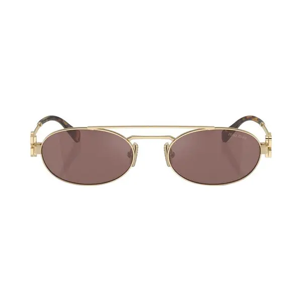 Miu Miu Logo Oval Sunglasses - Tan