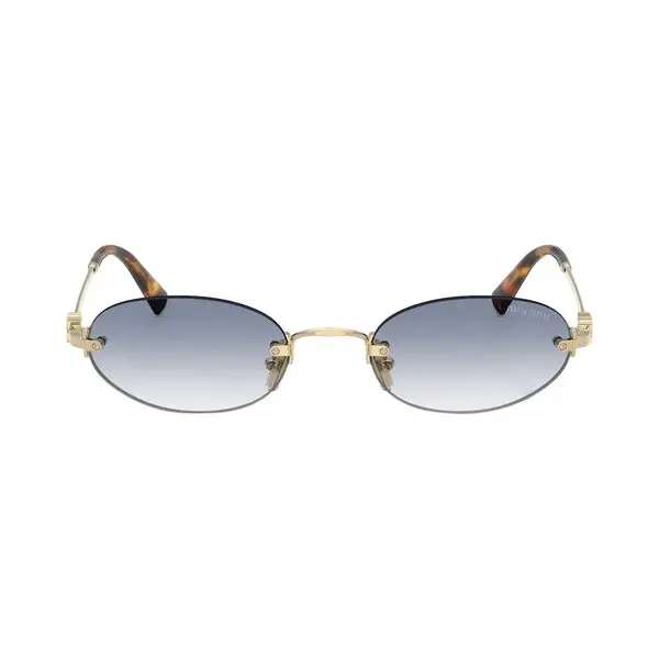 Miu Miu Logo Oval Frame Sunglasses - Tan