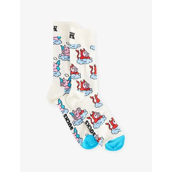 Happy Socks Good Bad Pig Socks Pack - White