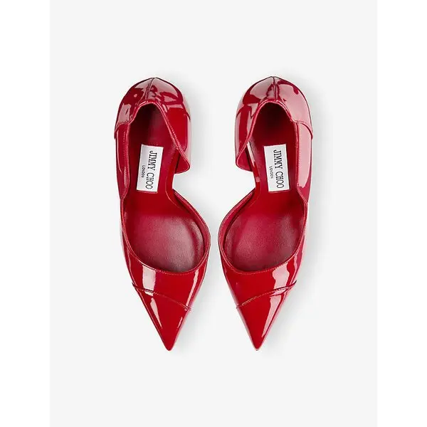 JIMMY CHOO Brigitte 100 Patent Leather Heels - Ruby Red