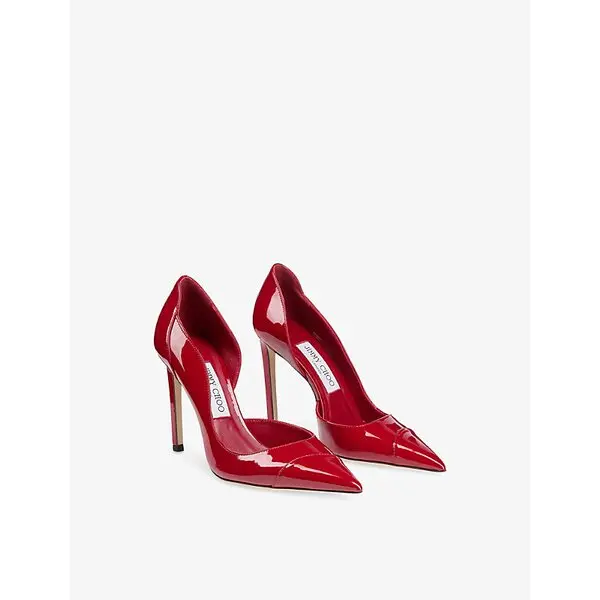 JIMMY CHOO Brigitte 100 Patent Leather Heels - Ruby Red