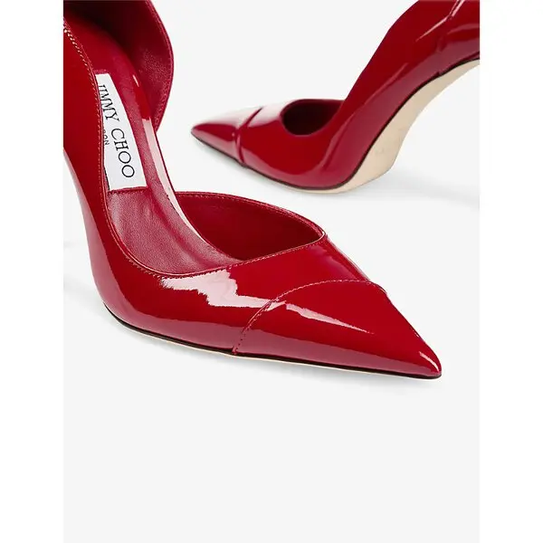 JIMMY CHOO Brigitte 100 Patent Leather Heels - Ruby Red