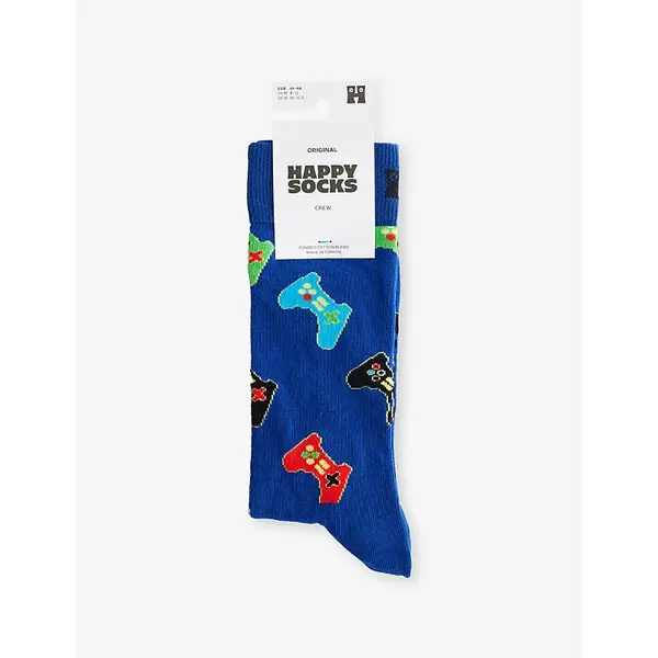 Happy Socks Controller Cotton-blend Crew Socks - Blue