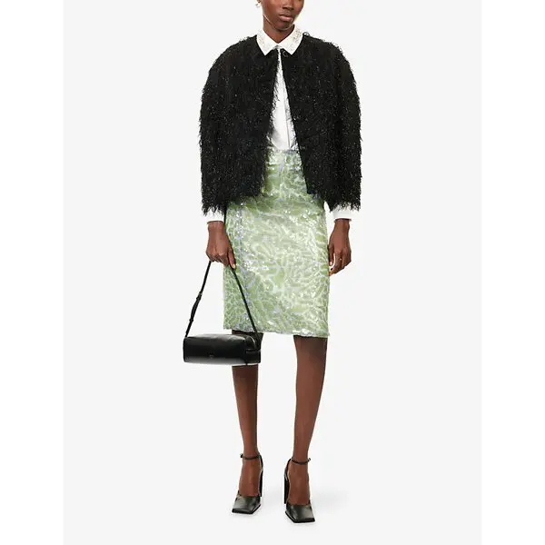 Erdem Fringed Fil Coupé Cropped Jacket