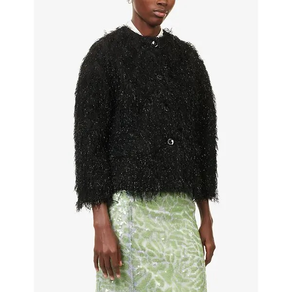 Erdem Fringed Fil Coupé Cropped Jacket