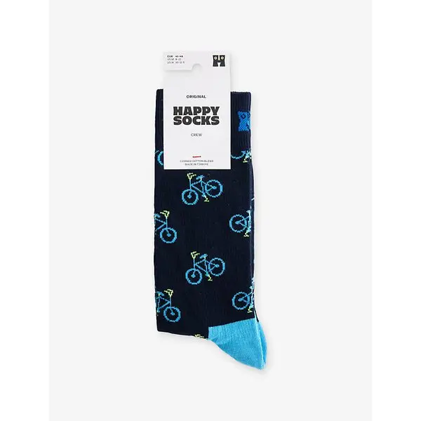Happy Socks Motorbike Cotton-blend Crew Socks - Navy