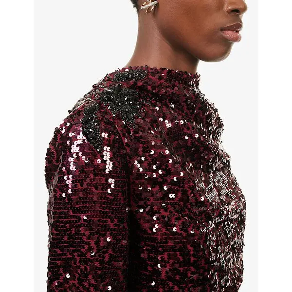 Erdem Long-sleeve Sequin-embellished Gown