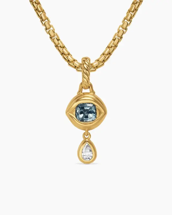 David Yurman 18k Yellow Gold Crying Eye Amulet With And Diamond - Blue Spinel