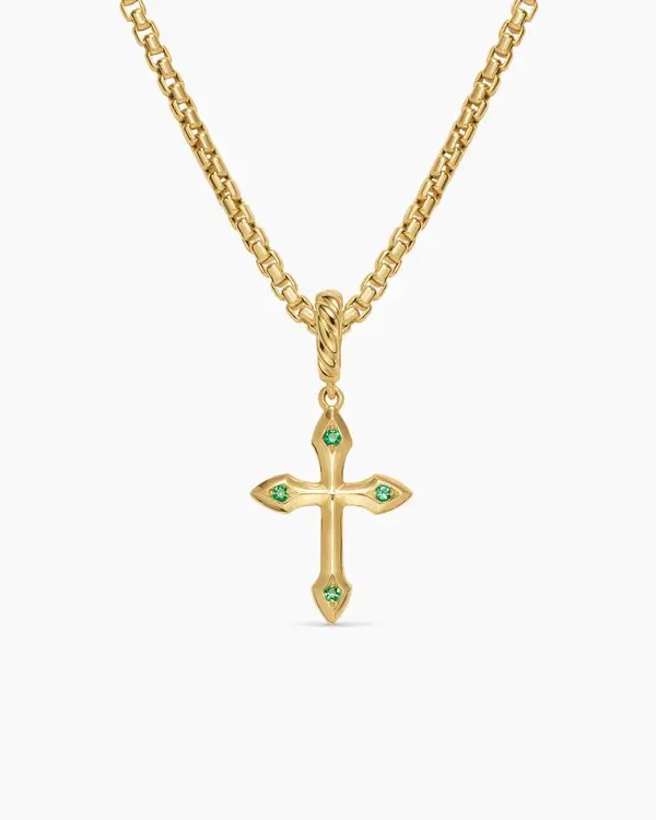 David Yurman Petite Gothic Cross Amulet - Emerald