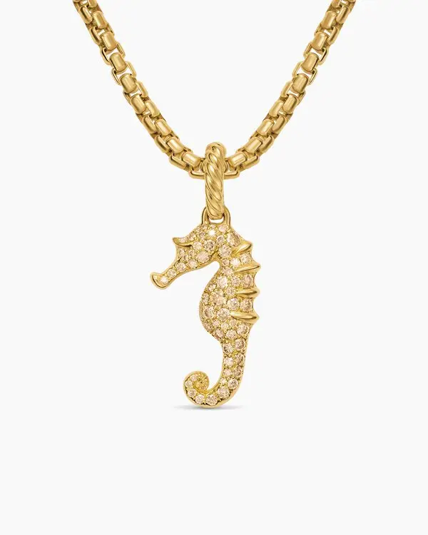 David Yurman 18k Yellow Gold Seahorse Amulet With Diamonds - Cognac Diamond