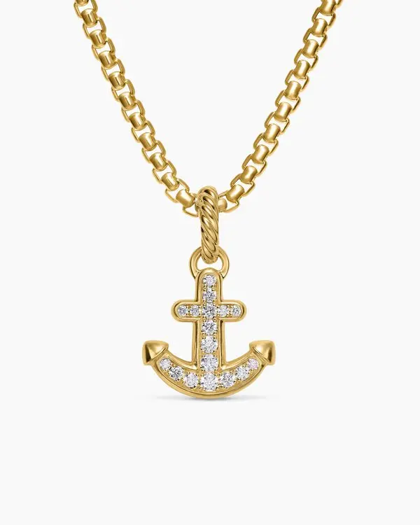 David Yurman Anchor Amulet In 18k Yellow Gold With Diamonds - Diamond