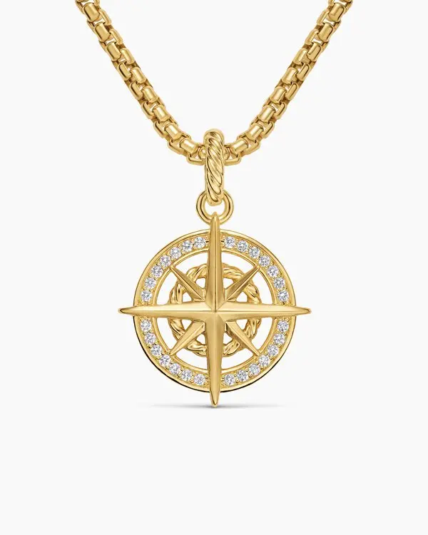 David Yurman 18k Yellow Gold Compass Amulet With Diamonds - Diamond