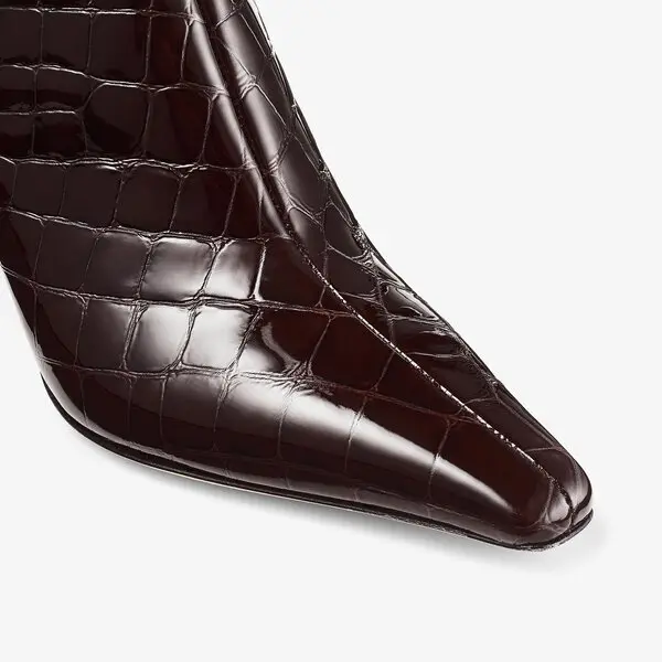 JIMMY CHOO Agathe 85 Croc-embossed Leather Knee High Boots - Sambuco