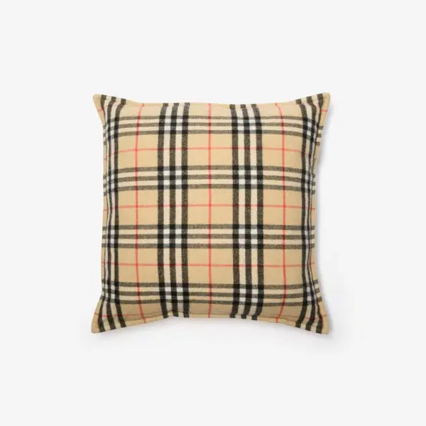 Burberry Check Cashmere Cushion - Sand Beige