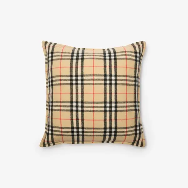 Burberry Check Cashmere Cushion - Sand Beige