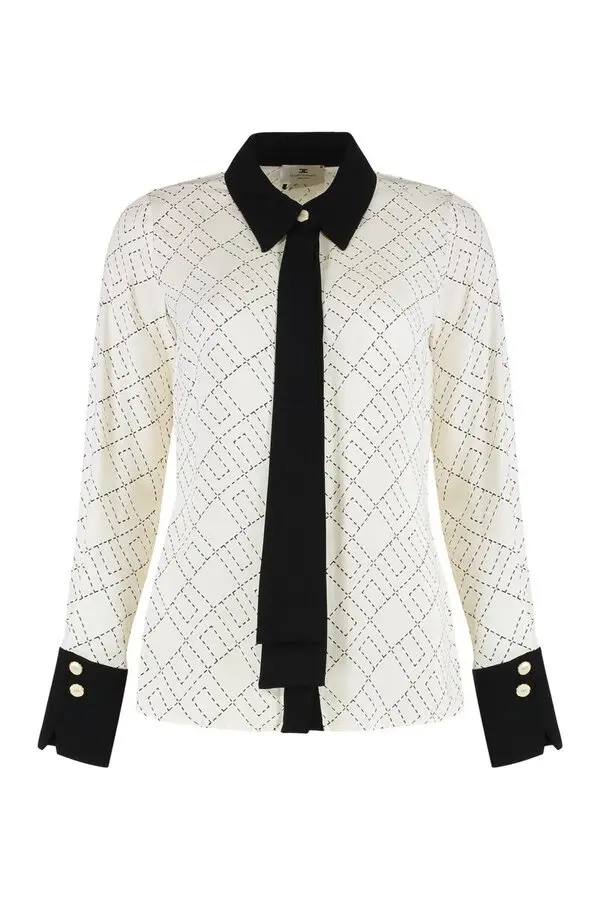Elisabetta Franchi Bi-color Printed Georgette Shirt