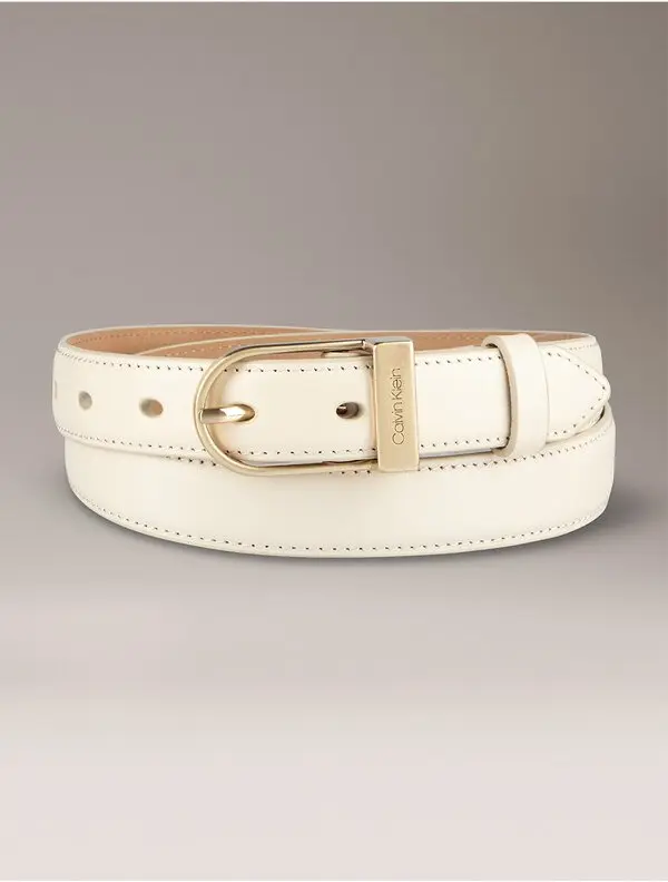 Calvin Klein Classic Slim Leather Belt - New Bone