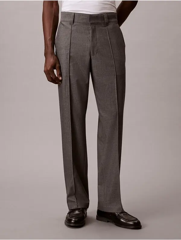 Calvin Klein 90s Straight Viscose Blend Trousers - Charcoal Heather