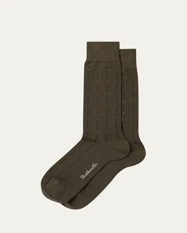 Pantherella Botolph Box Stripe Crew Socks - Graphite 0