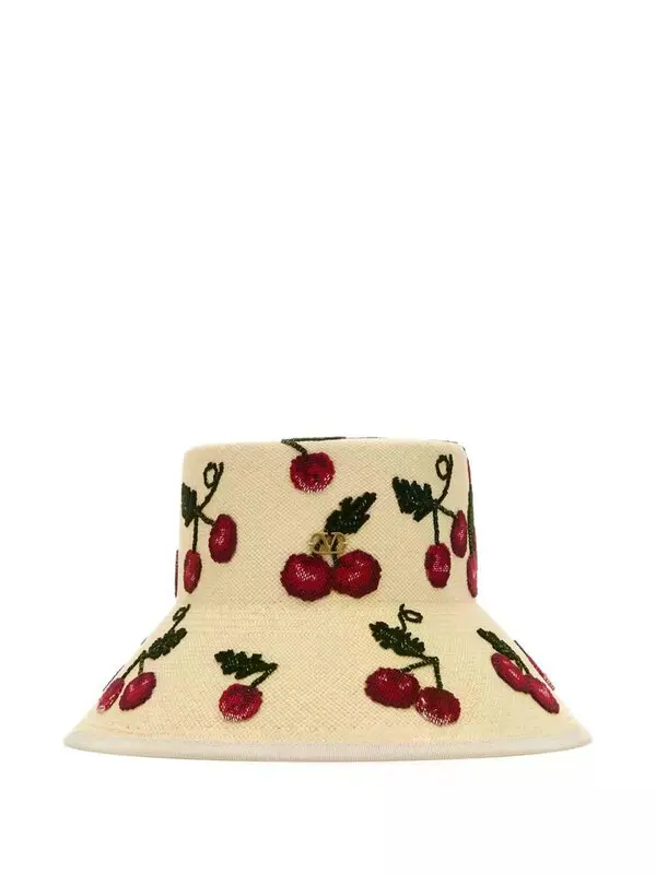 Valentino Garavani Embroidered Cherry Bucket Hat - Neutrals