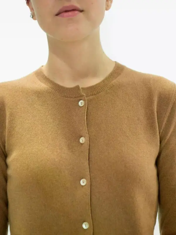 LA ROSE Button Cashmere Cardigan - Brown