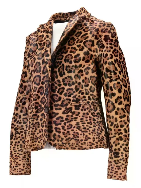 LA ROSE Leopard-print Leather Jacket - Brown