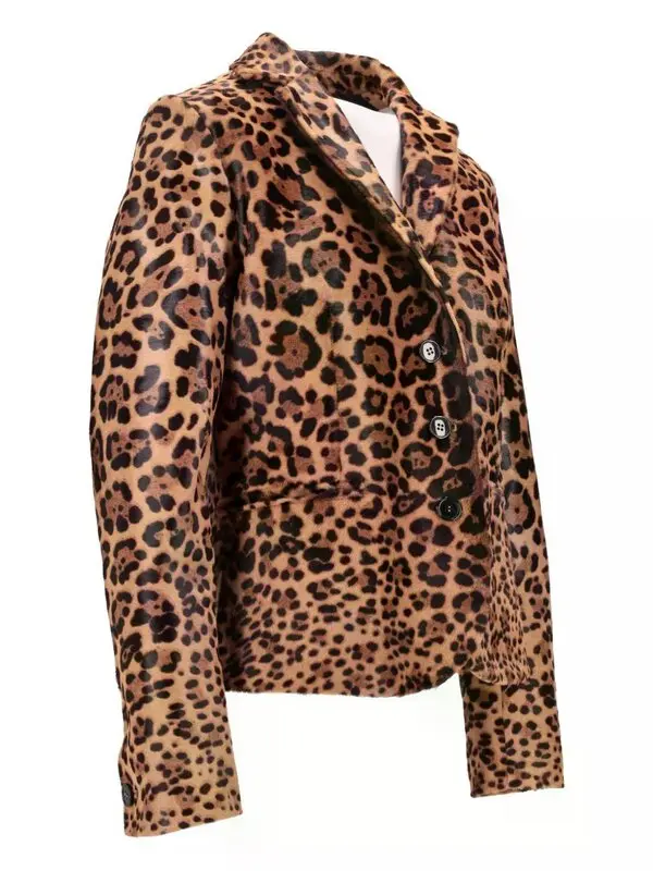 LA ROSE Leopard-print Leather Jacket - Brown