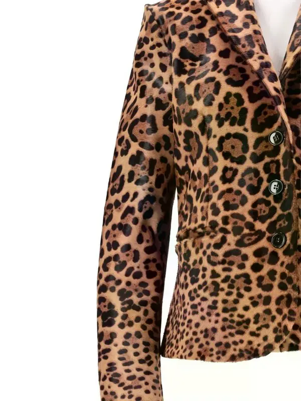 LA ROSE Leopard-print Leather Jacket - Brown