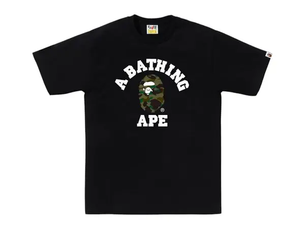 A BATHING APE 1st Camo College Tee Shirt - Black/green