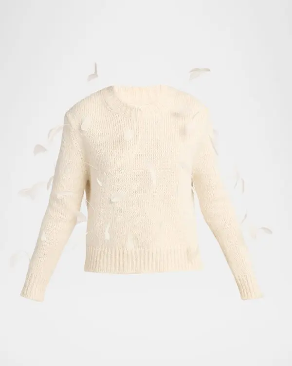 JIL SANDER Feather-trim Wool Knit Sweater - Pale Clay