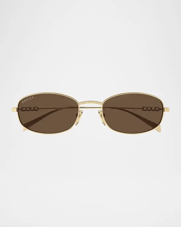 Gucci Block 54mm Oval Sunglasses - Gold