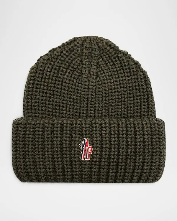Moncler Rib-knit Wool Beanie - Olive