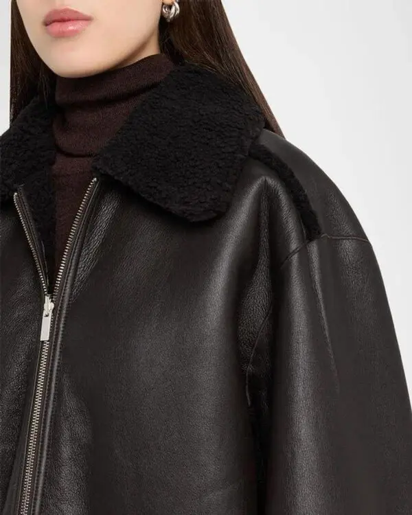 Theory Reversible Shearling Cocoon Coat - Cacao - Da