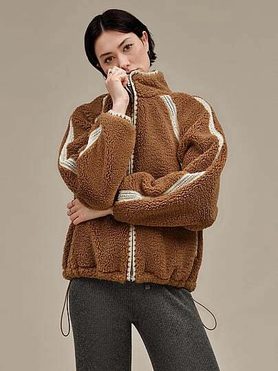 Pink Ugg® Nikia Crochet Uggfluff Jacket - Brown