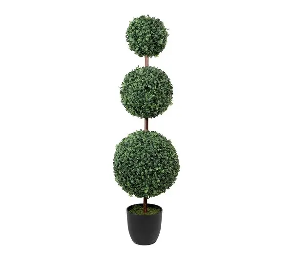 NORTHLIGHT 38' Two-tone Boxwood Triple Ball Top Ary Pot Unlit - One-color