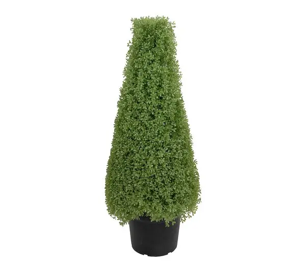 NORTHLIGHT 3' Boxwood Cone Topiary Tree In Roun Pot - One-color