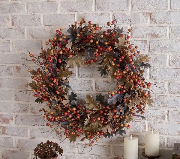 HOME REFLECTIONS As Is 28' Berry & Leaf Wreath - One-color