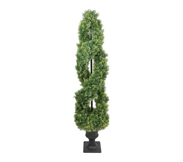 NORTHLIGHT Real Touch Cedar Double Spiral Topia Y Tree 4.5 - One-color
