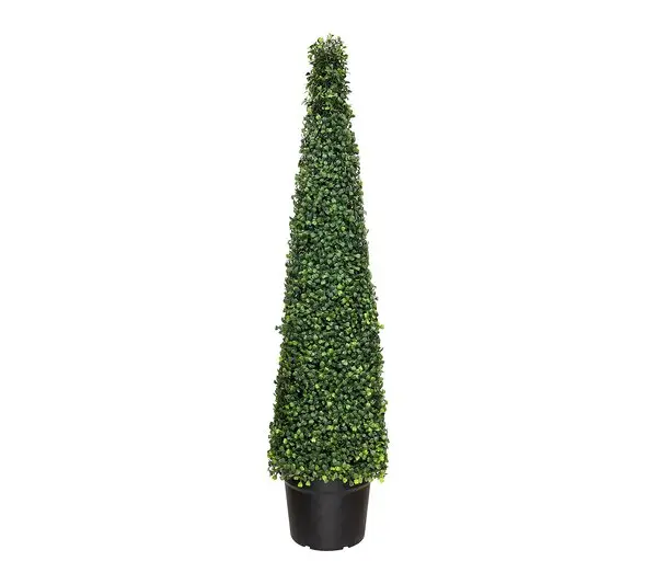 NORTHLIGHT Two-toned Artificial Boxwood Topiary Cone Tree - One-color