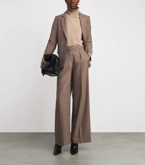 JOSEPH Virgin Wool Alanel Trousers - Brown